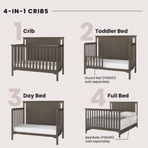 Child Craft Cottage Flat Top Crib, Dresser and Topper Nursery Set, 3-Piece, Includes 4-in-1 Convertible Crib, Dresser and Topper, Grows with Your Baby (Dapper Gray)