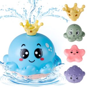 baby bath toy with 4 water spray modes,toyofun,light up octopus tub toys for toddler kids,auto-rotating toddlers bathtub toys for boys girls with ocean animals/fountain sprinkler/flashing colorful led