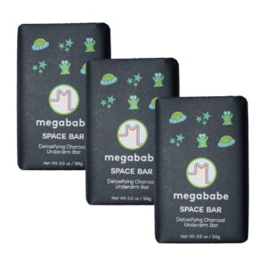 megababe underarm bar soap - space bar | with detoxifying charcoal for odor control | 3.5 oz - 3 pack