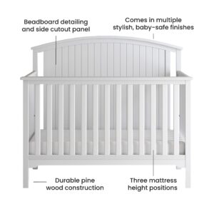 Child Craft Cottage Curve Crib and Dresser Nursery Set, 3-Piece, Includes 4-in-1 Convertible Crib, 3 Drawer Dresser, and Changing Table Topper, Grows with Your Baby (Matte White)