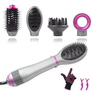 4 in 1 blow dryer brush with diffuser, hair dryer brush and volumizer, one-step hot air brush for women, detachable hair dryer styler 1100w for straightening curling drying scalp massage styling