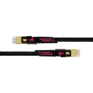 ASUS ROG Cat7 Ethernet Cable – 5 ft Shielded Gaming LAN network cable high speed network up to 600MHz & 10GB Transfer Rates, Nylon Braided, Gold Plated