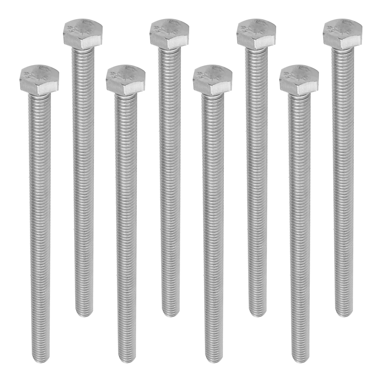 Heyiarbeit M6 Hex Bolt M6-1 x 100mm Hex Bolt UNC Hex Head Screw Bolts 304 Stainless Steel Fully Threaded Hex Tap Bolts 8pcs