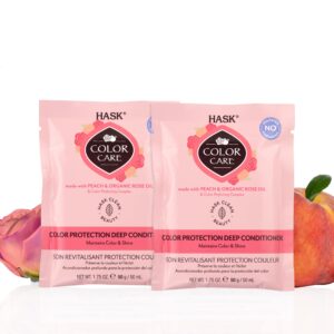 hask color care deep conditioner treatments for all hair types, color safe, gluten free, sulfate free, paraben free - pack of 2