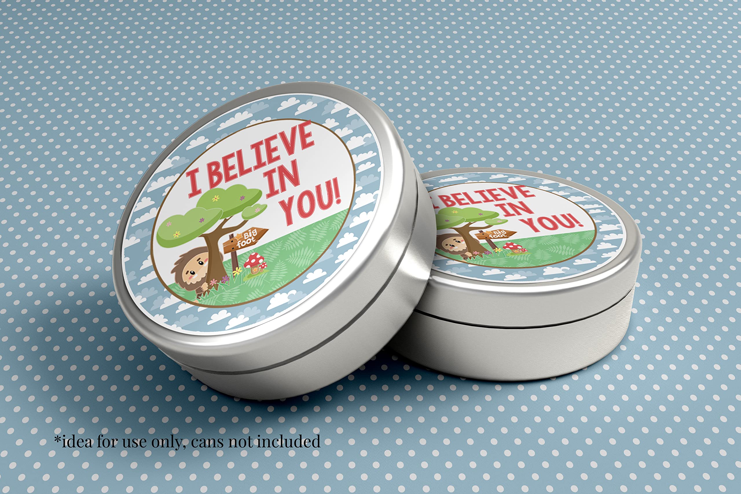 I Believe in You Bigfoot Appreciation & Encouragement Sticker Labels, 40 2" Party Circle Stickers by AmandaCreation, Great for Teachers, Co Workers, Employees and Anyone Who Needs to Feel Appreciated