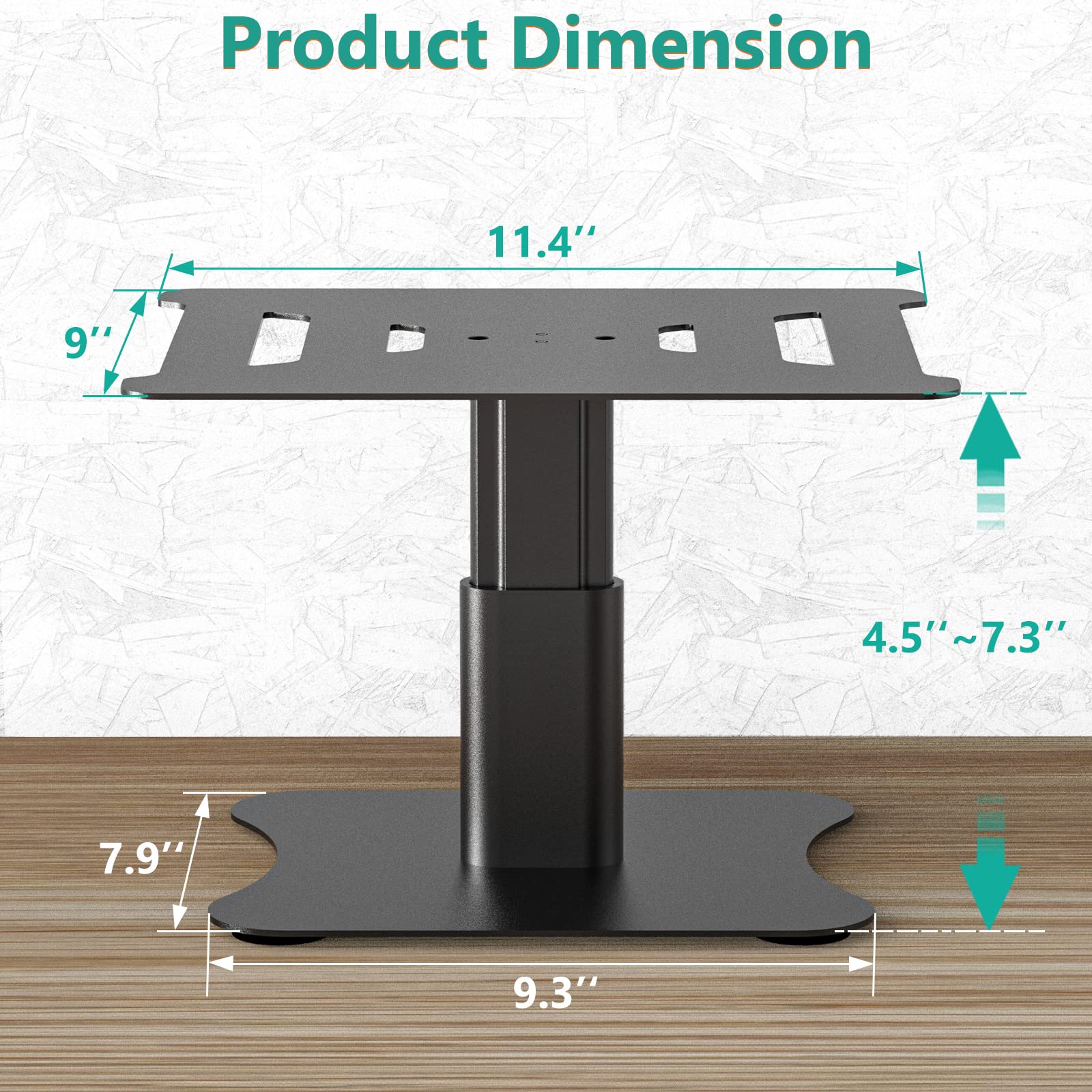 WALI Adjustable Monitor Stand, Height Adjustable Monitor Metal Riser for Computer, TV, PC, Laptop, Notebook, and all Screen Display (STT008-B), Black