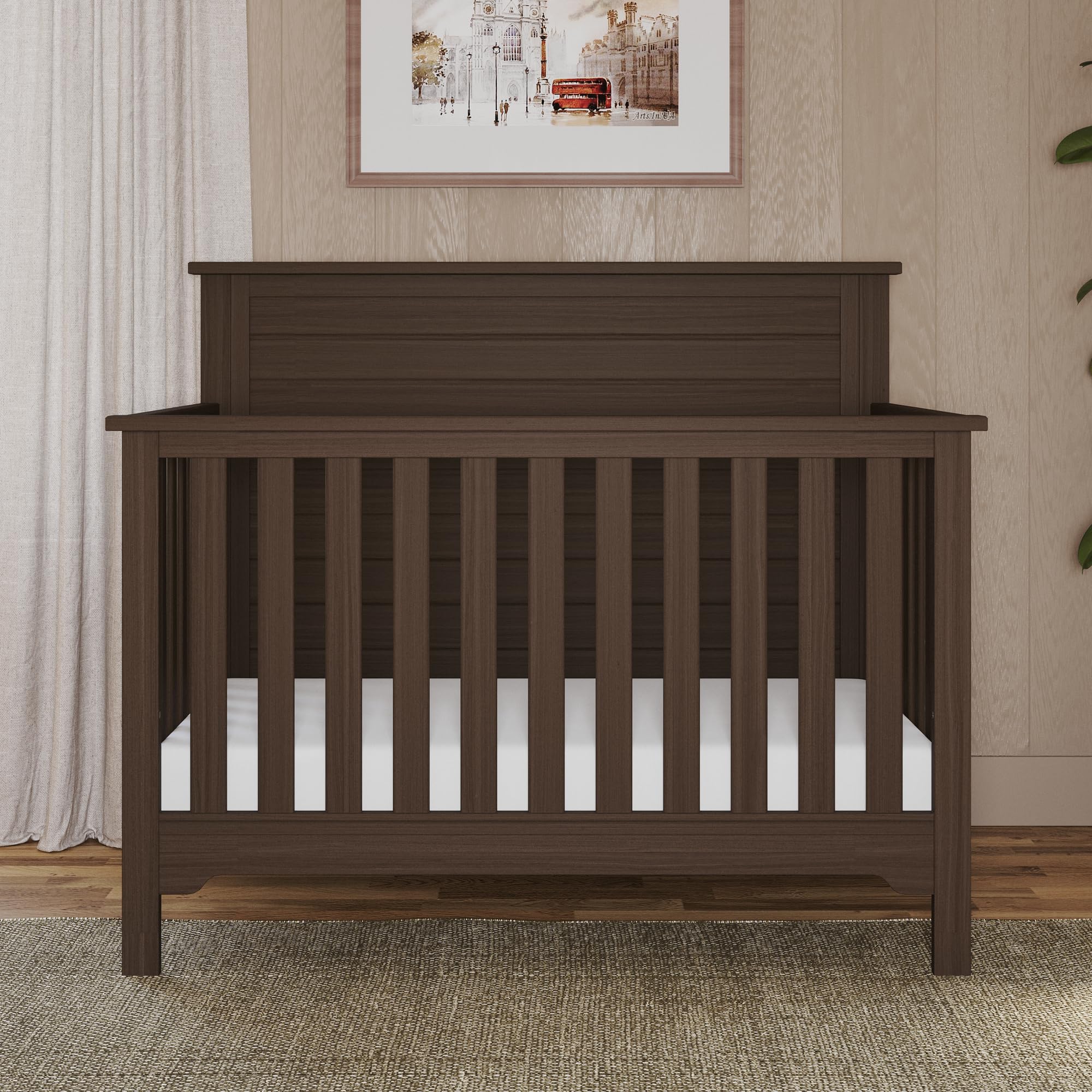 Child Craft Farmhouse Crib, 3-Drawer Dresser with Changing Table Topper Nursery Set, 3-Piece, Includes 4-in-1 Convertible Crib, Dresser with Topper, Grows with Your Baby (Brushed Truffle)