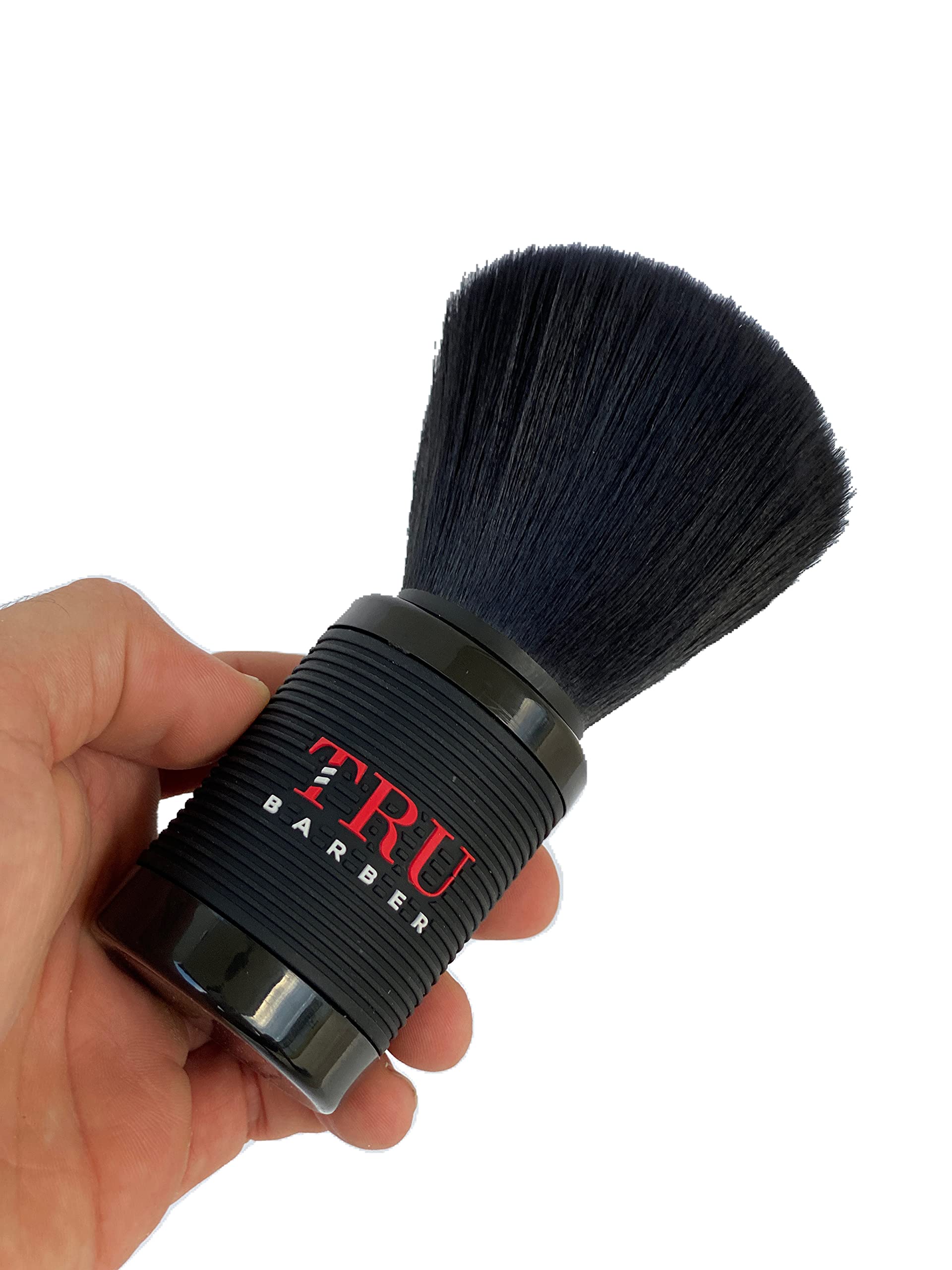 TRU BARBER Hair Duster Brush for Barbers and Stylist, Soft Nylon Bristles (Black)