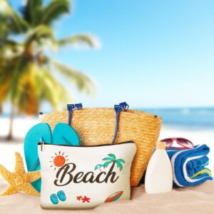 Yilloog 6 Pieces Beach Cosmetic Bag for Women Beach Makeup Bag Accessories Travel Organizer Bag Pouch Presents for Women Kids Gifts