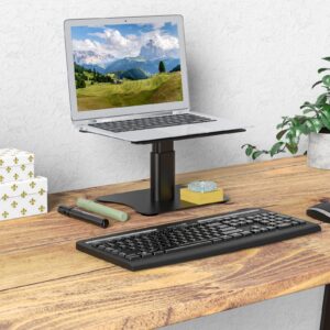 WALI Adjustable Monitor Stand, Height Adjustable Monitor Metal Riser for Computer, TV, PC, Laptop, Notebook, and all Screen Display (STT008-B), Black