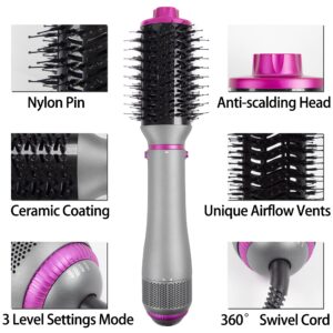 4 in 1 Blow Dryer Brush with Diffuser, Hair Dryer Brush and Volumizer, One-Step Hot Air Brush for Women, Detachable Hair Dryer Styler 1100W for Straightening Curling Drying Scalp Massage Styling