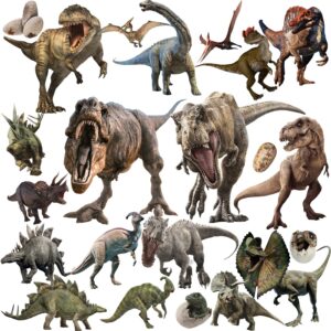 22 pcs dinosaur wall decals peel and stick removable dinosaur wall stickers dinosaur room decor for boys kids adult bedroom living room nursery classroom bathroom home decoration…