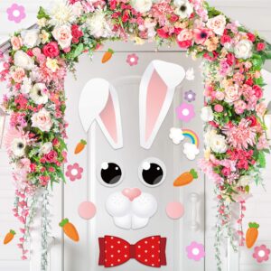 rocwoho 40 pcs happy easter door stickers decor easter bunny egg door stickers easter decoration for easter party decor home kitchen door cabinet refrigerator door wall window decor