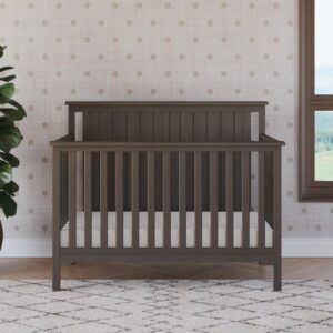 Child Craft Cottage Flat Top Crib, Dresser and Topper Nursery Set, 3-Piece, Includes 4-in-1 Convertible Crib, Dresser and Topper, Grows with Your Baby (Dapper Gray)