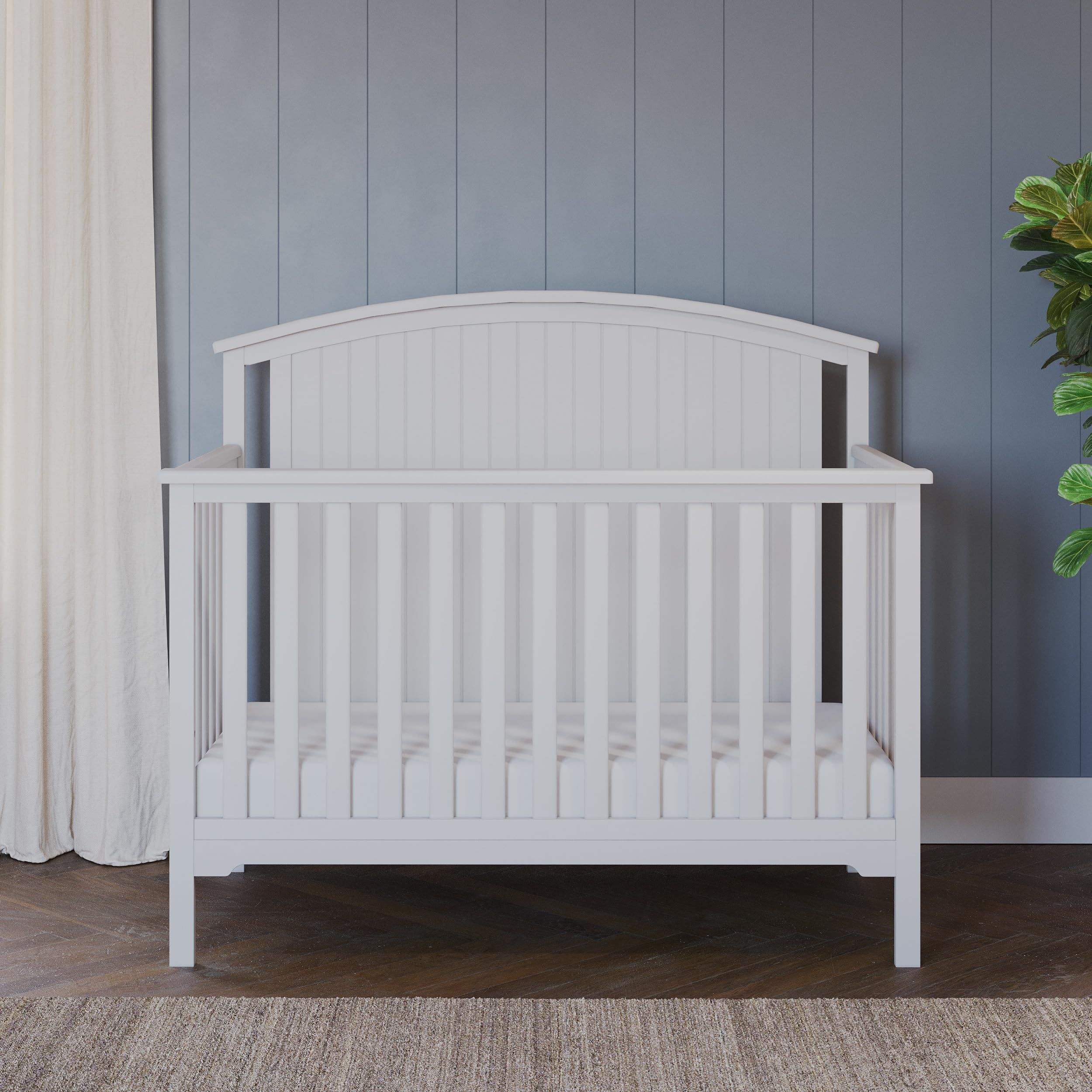 Child Craft Cottage Curve Crib and Dresser Nursery Set, 3-Piece, Includes 4-in-1 Convertible Crib, 3 Drawer Dresser, and Changing Table Topper, Grows with Your Baby (Matte White)