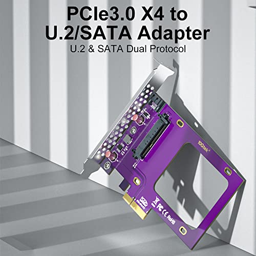 U.2 SFF-8639 to PCIe NVMe SSD Adapter Card, PCIe 3.0 X4 Expansion Card for 2.5" U.2 NVMe SSD or 2.5" SATA SSD