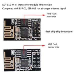 Wishiot 5pcs ESP8266 ESP-01S 4MB WiFi Wireless Serial Transceiver Module with 2pcs USB to ESP-01S Adapter Programmer CH340G UART PORG