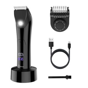 hatteker professional electric groin hair trimmer below-the-belt trimmer pubic hair ball shaver body groomer for men male hygiene razor ipx7 waterproof wet dry