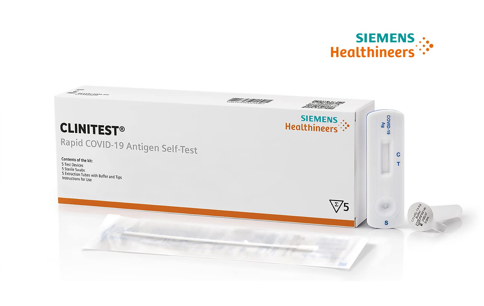 CLINITEST Rapid COVID-19 Antigen Self-Test, 1 Pack, 5 Tests Total, Test results in 15 minutes, FDA EUA Authorized OTC at-Home Self Test Kit