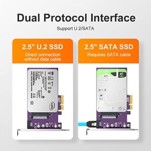 U.2 SFF-8639 to PCIe NVMe SSD Adapter Card, PCIe 3.0 X4 Expansion Card for 2.5" U.2 NVMe SSD or 2.5" SATA SSD