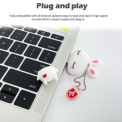 32GB USB Flash Drive Cartoon Rabbit-Shaped, BorlterClamp Cute USB Drive Thumb Drive Memory Stick for External Data Storage