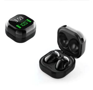 edealz fully wireless bluetooth 5.1 rechargeable ipx4 waterproof sweatproof earbud microphone, micro usb lcd clock charging case surround stereo bass noise cancelling calls (black) (lcdblack)