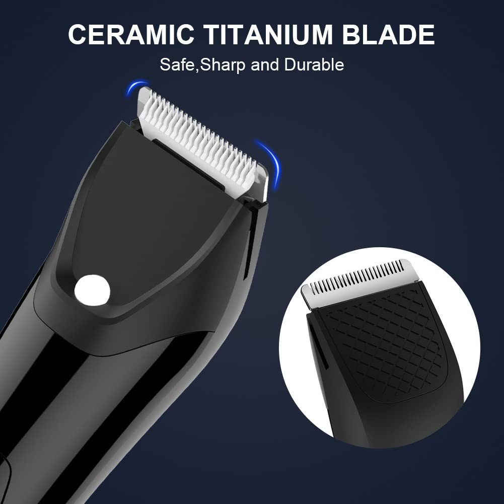 Hatteker Professional Electric Groin Hair Trimmer Below-The-Belt Trimmer Pubic Hair Ball Shaver Body Groomer for Men Male Hygiene Razor IPX7 Waterproof Wet Dry