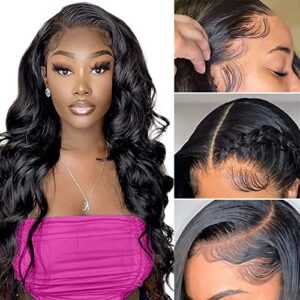 Aliaurora Lace Front Wigs Human Hair Body Wave 13x4 HD Lace Frontal Wig Pre Plucked with Baby Hair Brazilian Lace Front Human Hair Wigs for Black Women 150% Density Natural Color (20 Inch)