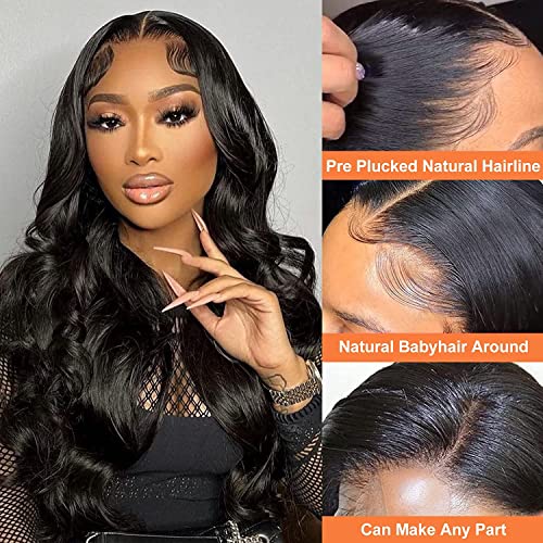 Aliaurora Lace Front Wigs Human Hair Body Wave 13x4 HD Lace Frontal Wig Pre Plucked with Baby Hair Brazilian Lace Front Human Hair Wigs for Black Women 150% Density Natural Color (20 Inch)