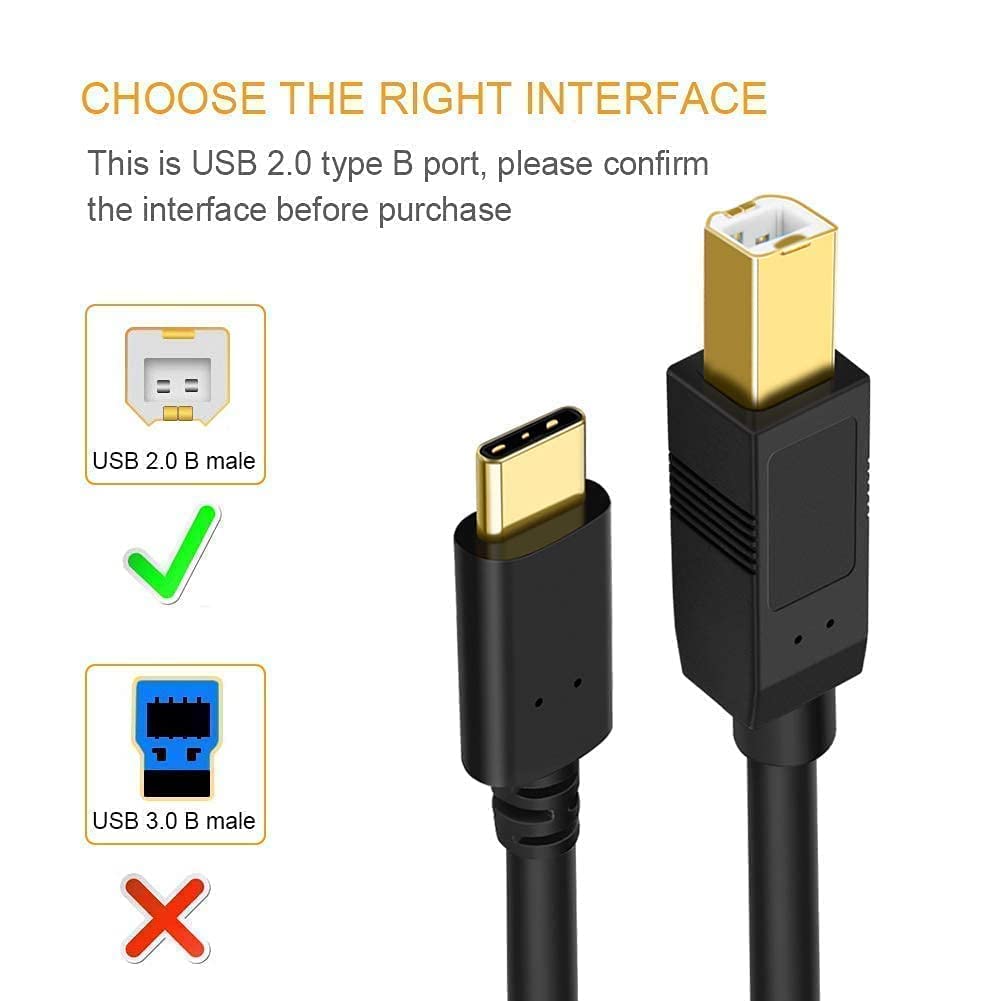 Bundle-2 Items: USB B 2.0 to USB C Printer Cable 6.6 FT, 7-in-1 USB-C Hub Multiport Adapter USB3.0 5Gbps Date Ports