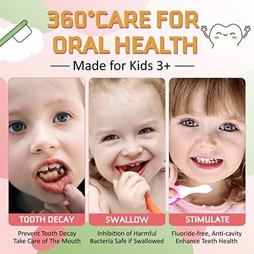 Foam Toothpaste Kids 2 Pack,Toddler Toothpaste with Low Fluoride for U Shaped Toothbrush, Foaming Toothpaste and Mouthwash for Dental Care for Children Kids Age for 3 and Up (Strawberry)