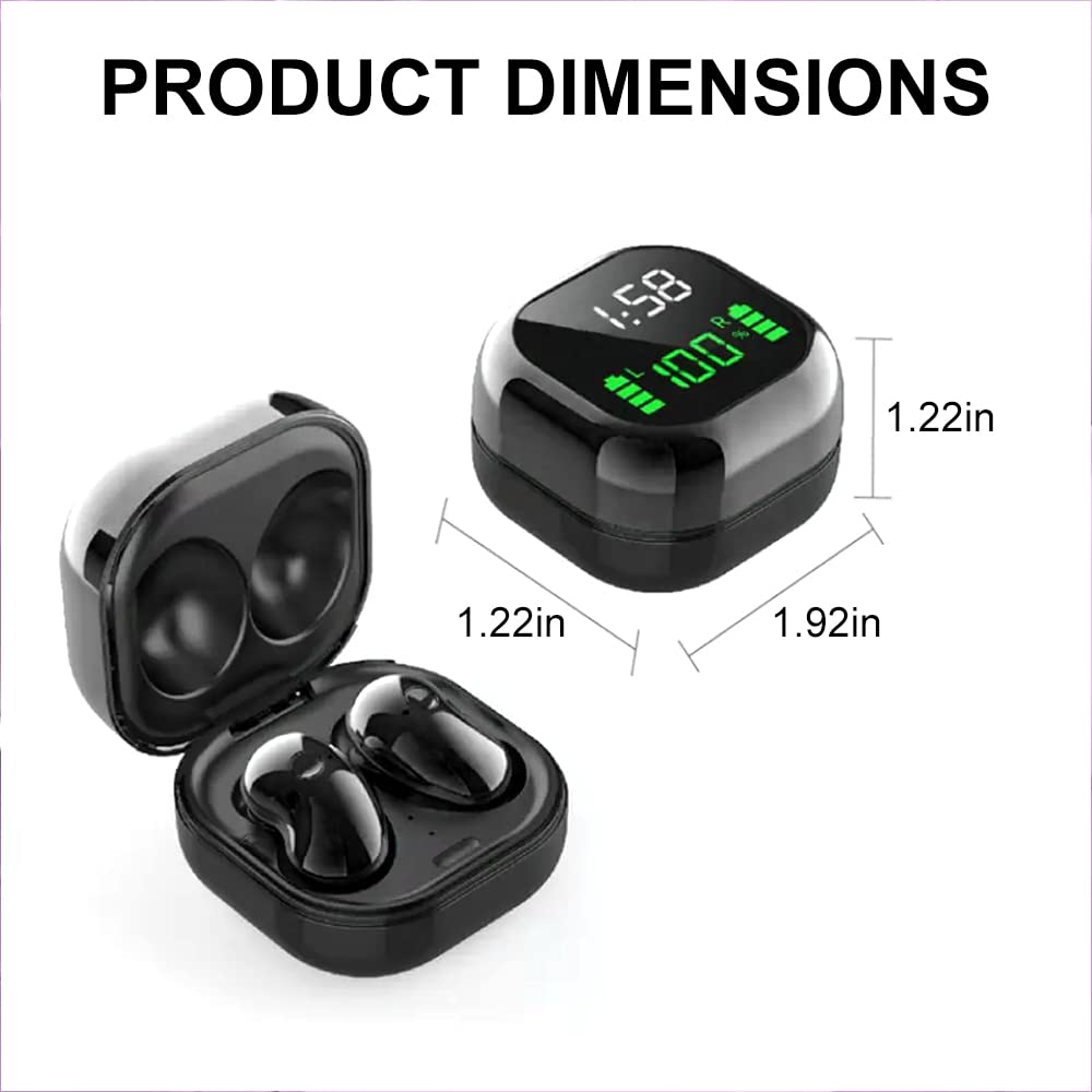 eDealz Fully Wireless Bluetooth 5.1 Rechargeable IPX4 Waterproof Sweatproof Earbud Microphone, Micro USB LCD Clock Charging Case Surround Stereo Bass Noise Cancelling Calls (Black) (LCDBLACK)