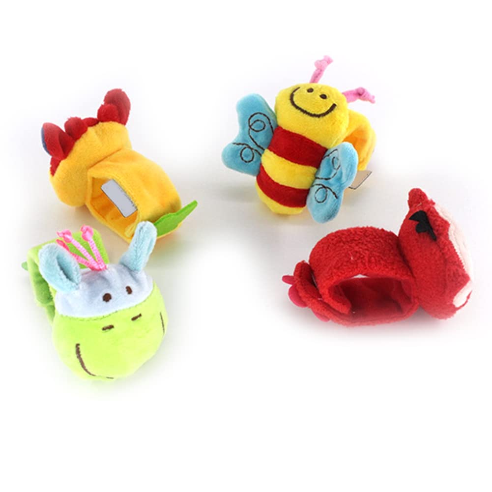 Cartoon Plush Bee Animal Wrist Band Rattle Hand Foot Bell Educational Baby Bee