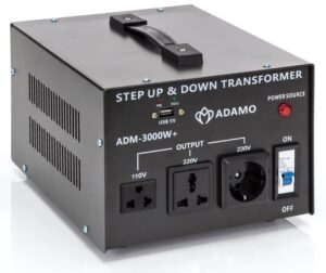 step up & down transformer - 3000 watt heavy-duty voltage converter - transforms 110v/120v to 220v/240v & vice versa - universal output - includes european power adapter