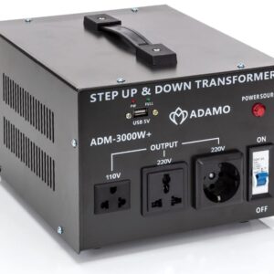 Step Up & Down Transformer - 3000 Watt Heavy-Duty Voltage Converter - Transforms 110v/120v to 220v/240v & Vice Versa - Universal Output - Includes European Power Adapter