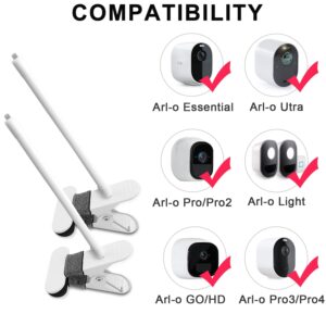 AOZTSUN 2Pack Flexible Clamp Mount Compatible with Arlo Cam, Arlo Pro/Pro 2/Pro 3/Ultra/Ultra 2, & Others Flexible Gooseneck Mounting Bracket No Tools or Wall Damage Required (White)