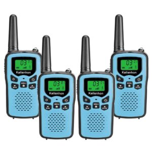 walkie talkies, kalisnhon walkie talkies for adults with flashlight, walkie talkie long range frs 22 channels vox lcd display two way radios for cycling camping hiking(4 colors pack)