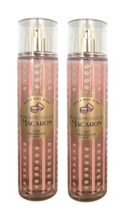 bath and body works peach prosecco macaron fine fragrance body mist gift set - value pack lot of 2 (peach prosecco macaron)