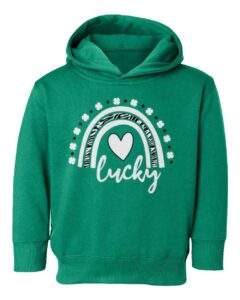 irish lucky clover st. patrick's day toddler hoodie sweatshirt (green, 2t)