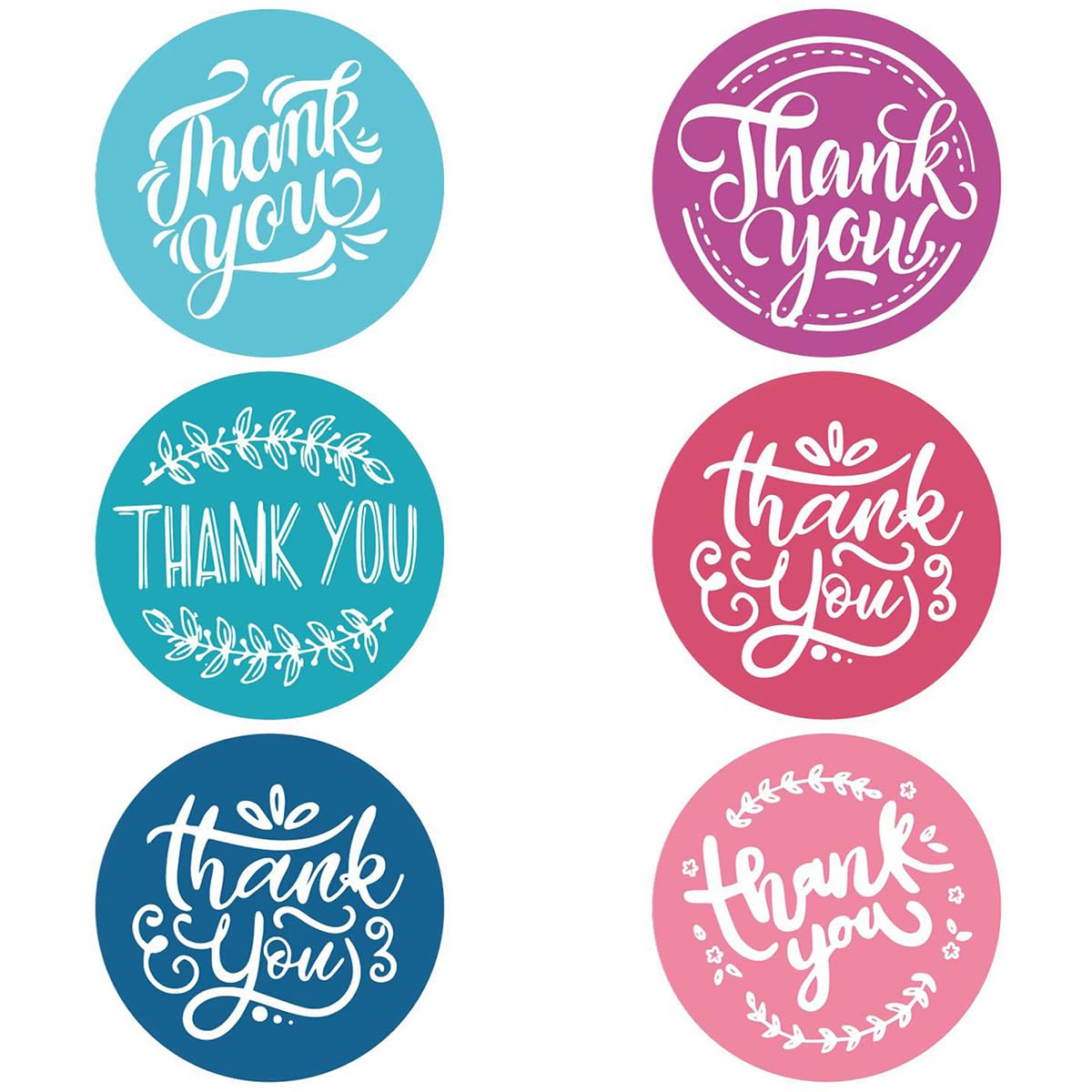 2 Inch Thank You Stickers 2000 Pcs(4 Rolls, 500 Pcs/Roll, 6 Designs) Large Thank You Stickers for Packaging Box (2 Inch)