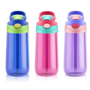 kids water bottle with straw for school leak proof 16 oz toddler water bottle bpa-free spout lid for boys & girls