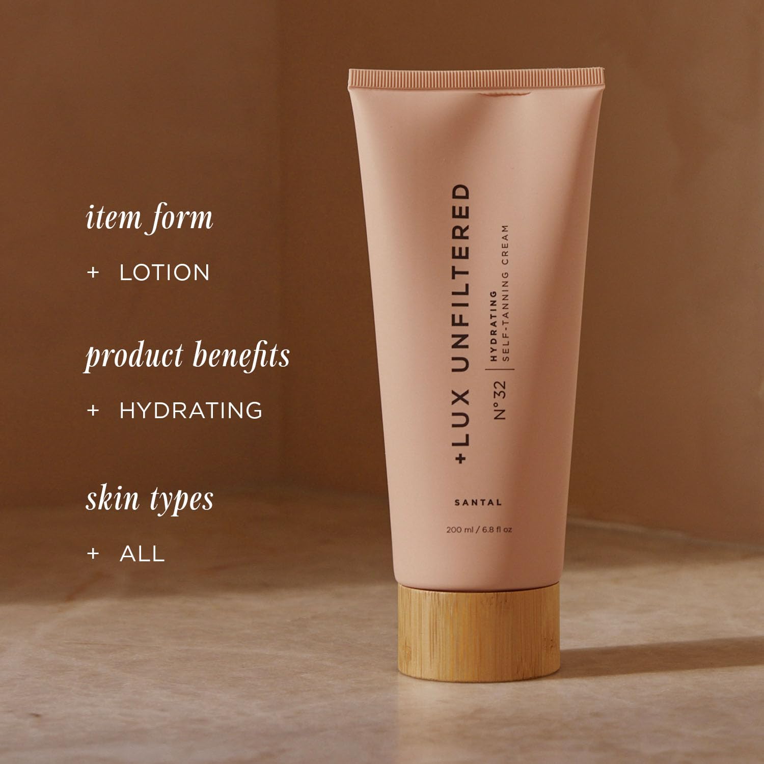 + Lux Unfiltered N°32 CLASSIC Gradual Self Tanning Cream in Santal, Hydrating Self Tanning Lotion, Gluten Free, Vegan + Cruelty Free Self Tanner, Luxurious Sunless Tanner Loaded with Antioxidants