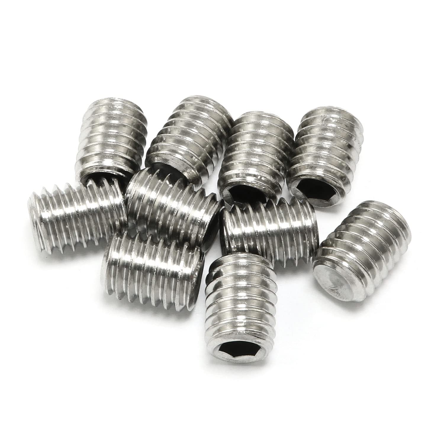 Socket Set Screws Pro Bamboo Kitchen 10pcs 3/8 in-16 X 1/2 in Set Screw 304 Stainless Steel Full Thread Cup Point Grub Screws Flat Point Hexagon Socket Set Screws