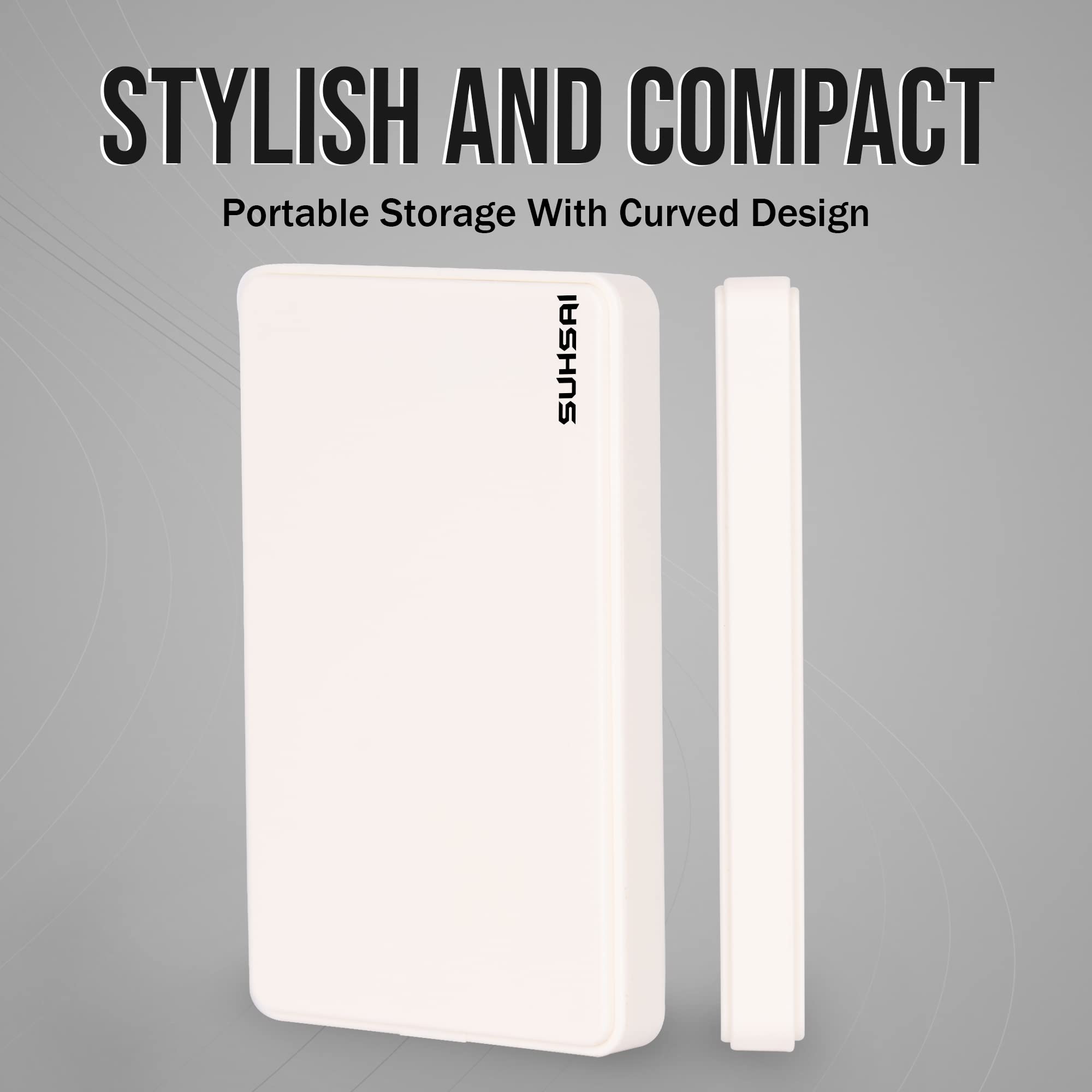 SUHSAI Portable External Hard Drive 250GB USB 3.0 Slim Pocket Size Hardisk Gaming Harddrive Storage and Data Backup Memory Extended 2.5" HDD for Xbox PS4 PS3 PC Games Mac Laptop Desktop (White)