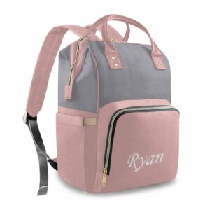 custom colourful diaper bag backpack for baby girl boy, personalized name mommy bags baby monogrammed diaper bags, waterproof nappy travel daypack for dad mom gifts