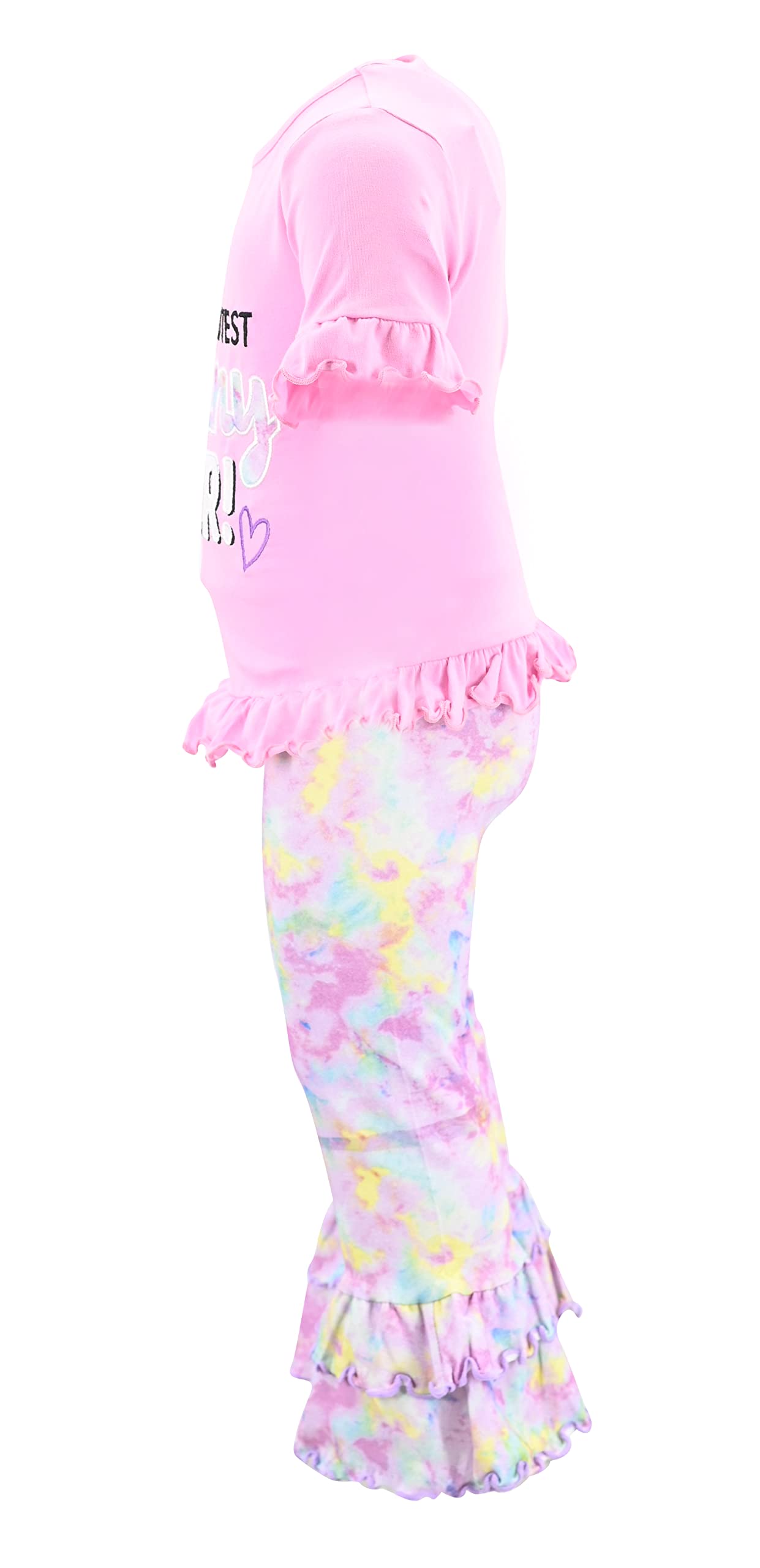 Unique Baby Girls Cutest Bunny Ever Easter Pant Set Outfit (10Y, Pink)