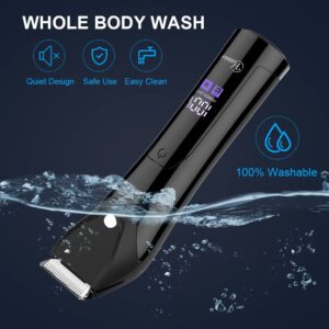 Hatteker Professional Electric Groin Hair Trimmer Below-The-Belt Trimmer Pubic Hair Ball Shaver Body Groomer for Men Male Hygiene Razor IPX7 Waterproof Wet Dry