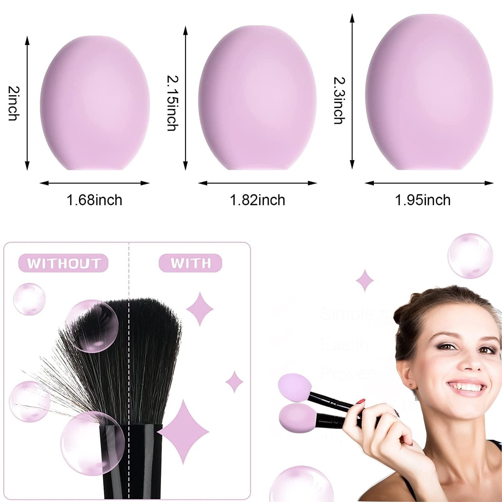 YZRYXHWL 9-Piece Makeup Brush Cover, Dustproof Makeup Brush Protector Cap, Travel Makeup Brush Storage Holder Silicone Makeup Brush Protector Cap Reusable Make (Pink, Purple, Red