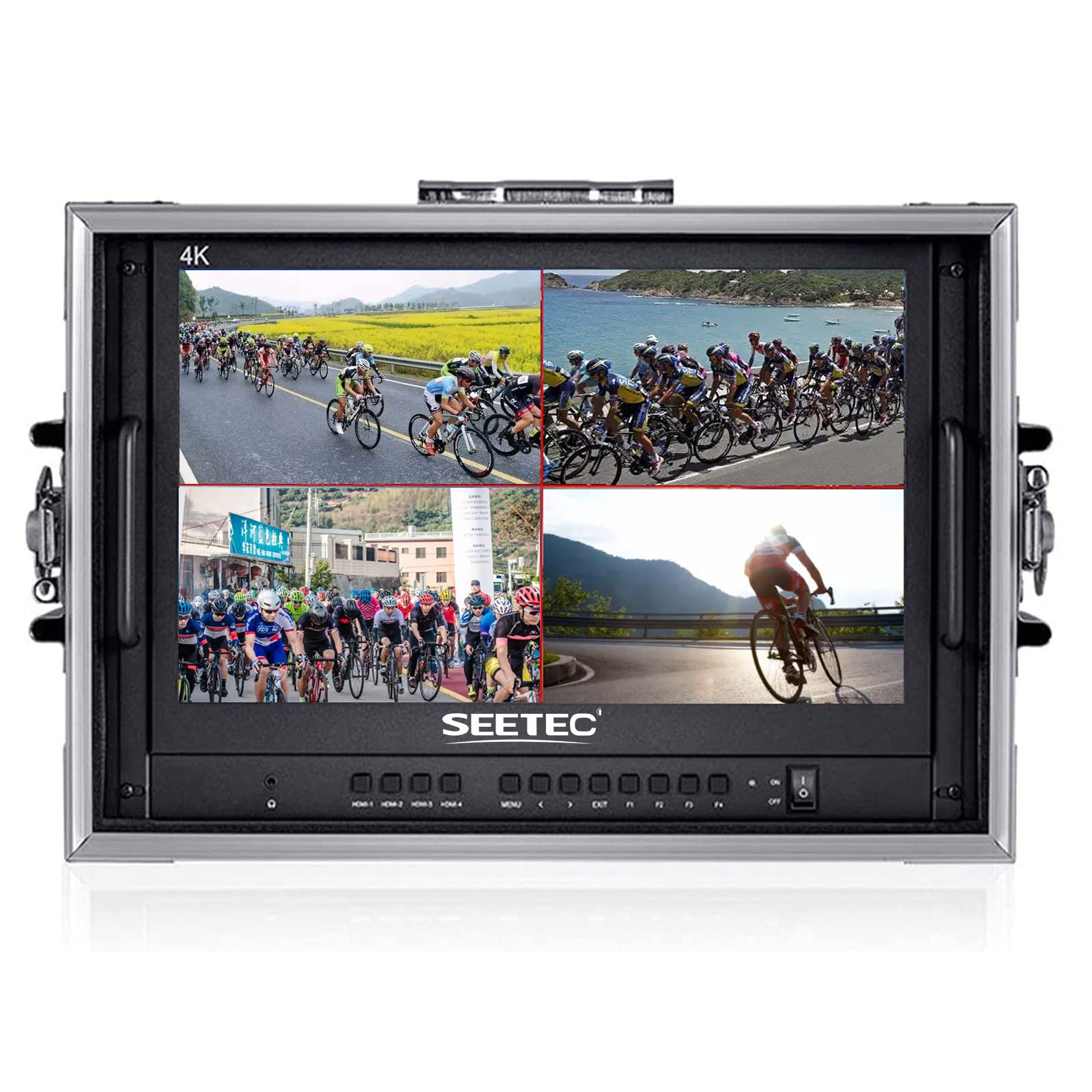 SEETEC ATEM156-CO 15.6” 4K HDMI Multiview Portable Carry-on Broadcast Director Monitor with 1920×1080 Pixels 4 HDMI Input Output Quad Split Display