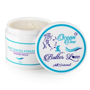 ocean view deep waves pomade butter love, 360 wave grease for men promotes layered waves, moisture, control and silky shine – all natural wave cream with shea butter and beeswax for wolfing (4 oz)